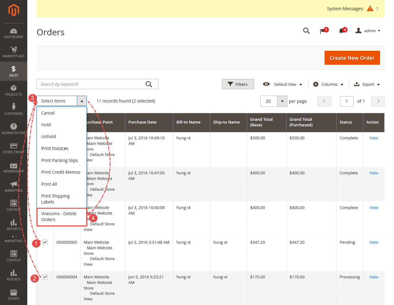 Delete Orders Extension Magento2 Extension