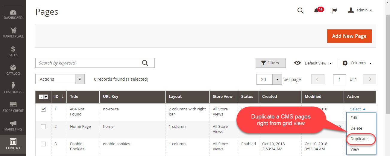 Magento2 CMS Duplicator Extension Duplicate CMS Page Widget Block In