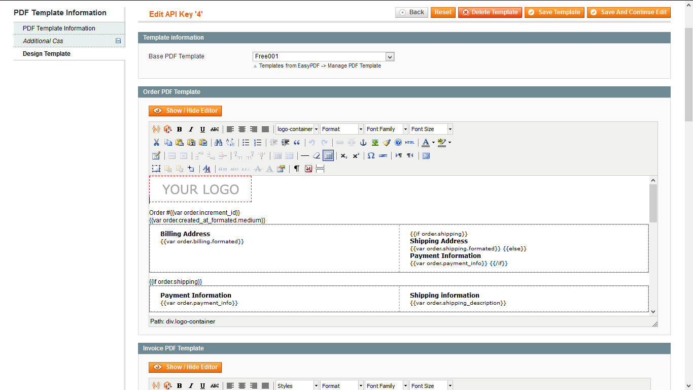 Edit Magento PDF Invoice - Magento PDF Invoice Pro Extension