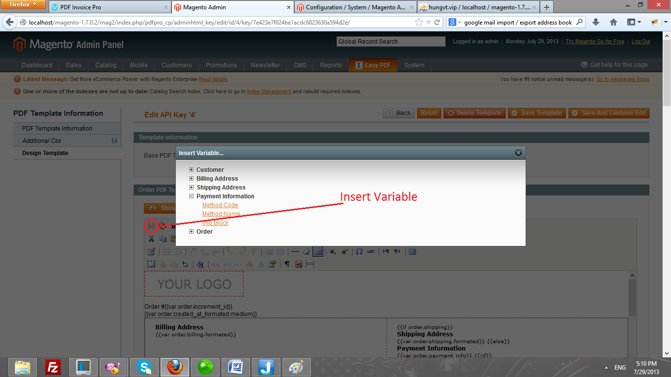 Edit Magento PDF Invoice - Magento PDF Invoice Pro Extension