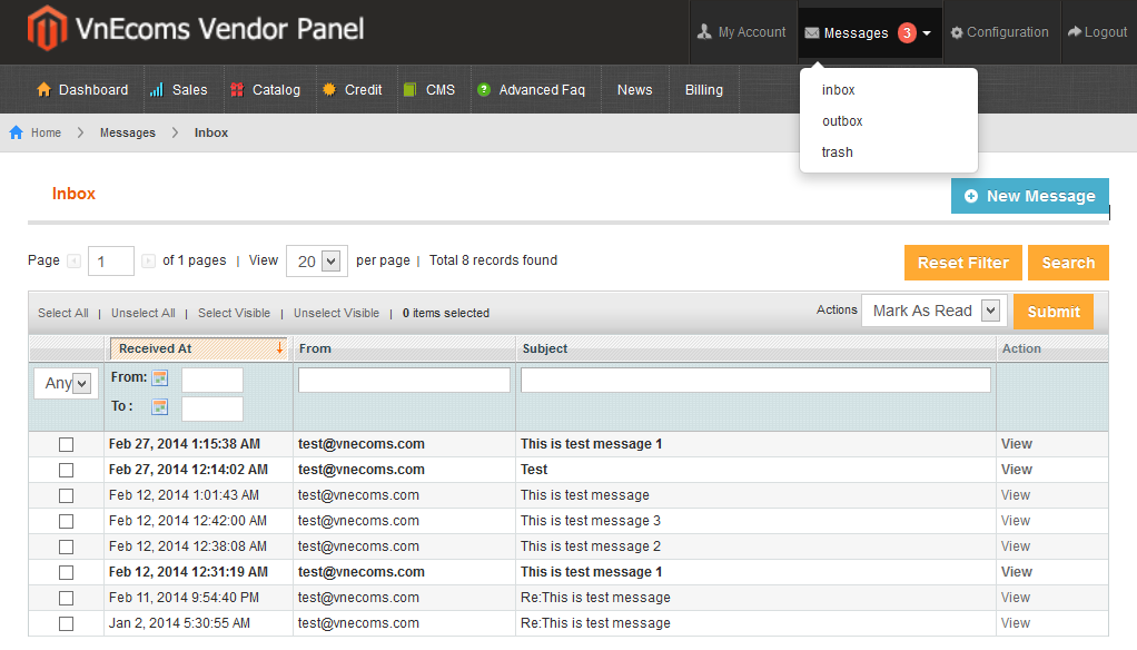 Message System for Magento Marketplace Extension, Magento Multiple Vendors Extension