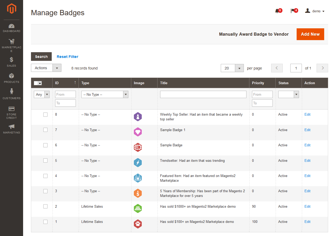 Vendor Badge-Award Badges to Vendors - Magento2 Marketplace